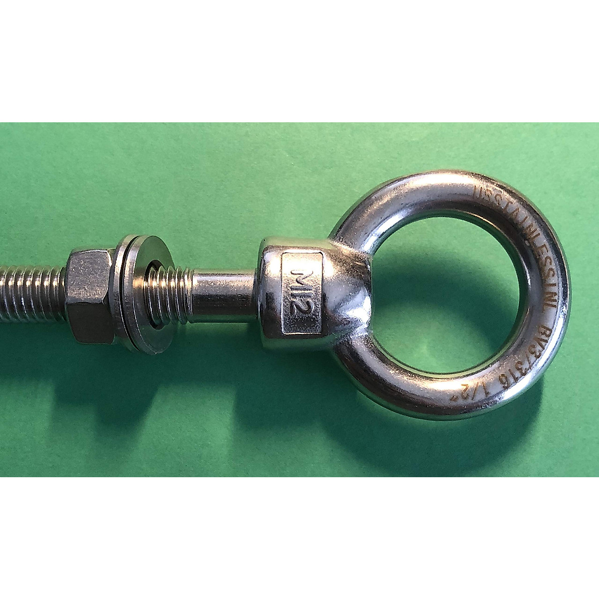 US STAINLESS Stainless Steel 316 (Shape Type 307) M12 Lifting Eye Bolt 12mm x 120mm Marine Grade Pitch of 1.75