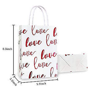 12Pcs Mothers Day Gift Bags, Love Theme Paper Bags with Handle for Valentines Day, Wedding, Father's Day, Sweetest Day or Any Occasion Holiday Bags for Gifts