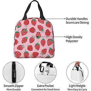 Giwawa Cute Strawberry Lunch Bag Insulated Lunch Box Kids Reusable Refrigerated Insulated Tote Bag Multifunctional School Work Lunch Container Home School Office Outdoor Use Bag