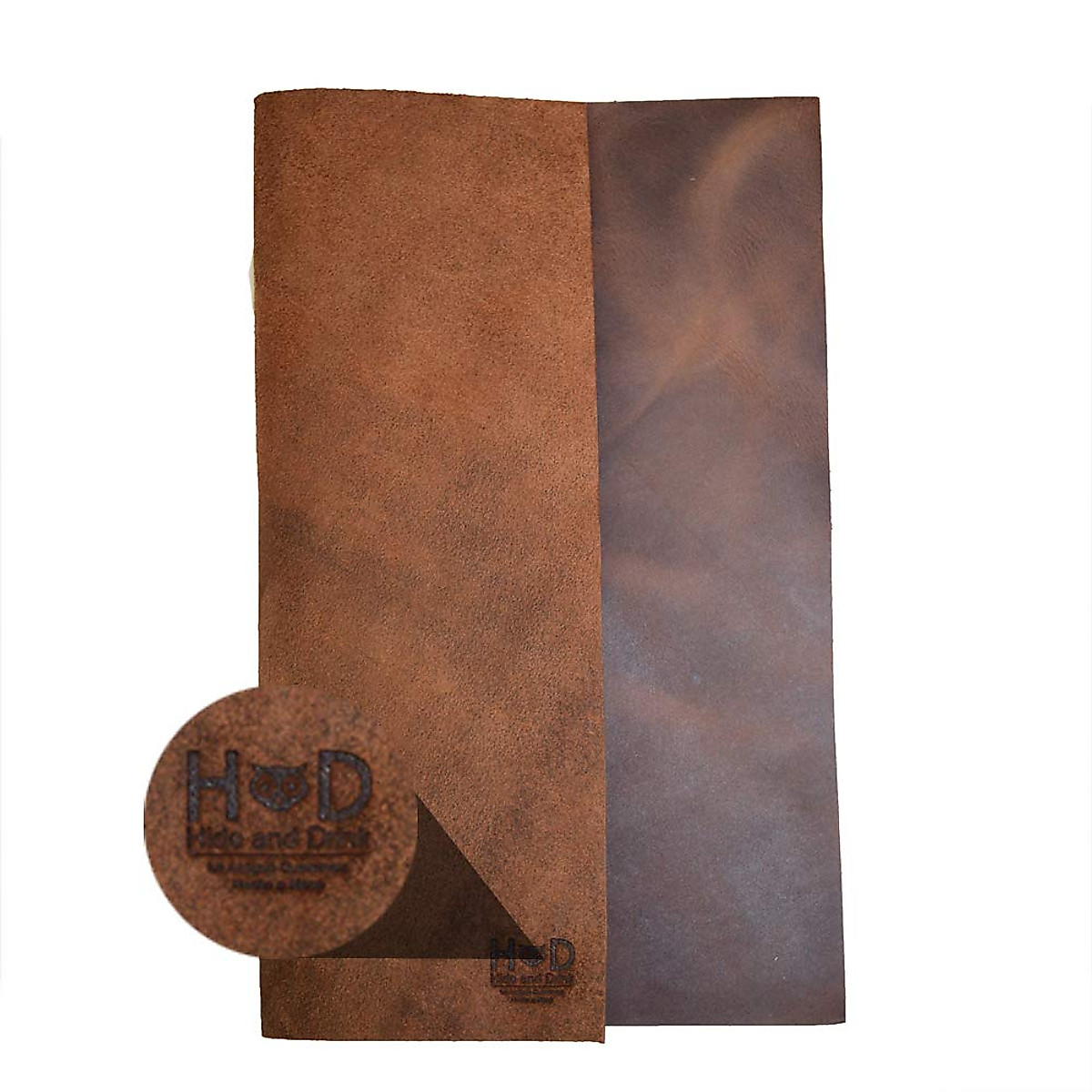Hide & Drink, Leather Square (24 x 24 in.) 1.8mm Thick for Crafts, Tooling, Hobby Workshop, Bourbon Brown