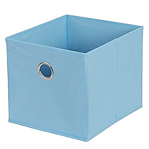 Nouva 3x2 Cubic Organizer 6 Cube Storage Bookcase Wooden Bookshelves Toy Organizers with 3 Non-Woven Bins for Bedroom Living Room, White&blue