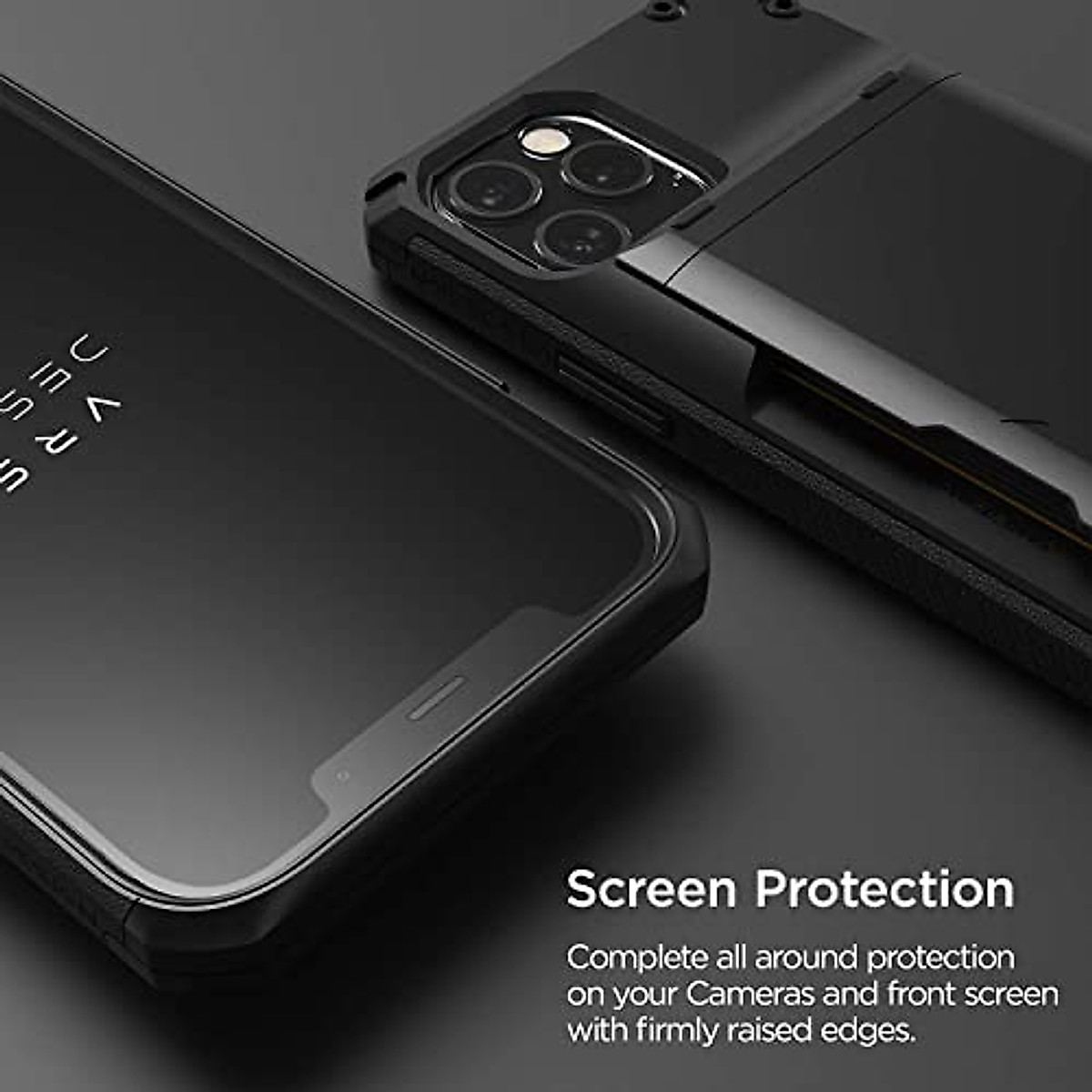 VRS DESIGN Damda Glide Pro Compatible for iPhone 12/12 ProCase, with [4 Cards] Premium Sturdy [Semi Auto] Credit Card Holder Slot Wallet for iPhone 12/12 Pro 6.1 inch(2020)