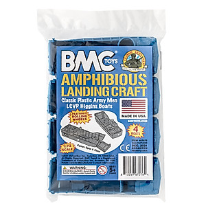 BMC Classic Marx Landing Craft - 4pc Blue Plastic Army Men Boat Vehicles