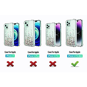 SunStory for iPhone 14 Pro Max Case Clear Glitter with Tempered Glass Screen Protector [2 Packs] Moving Shiny Quicksand Glitter and PC+TPU Phone Case for iPhone 14 Pro Max (6.7inch) (Silver)