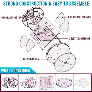 Sorbus 360 Rotating Makeup Organizer - Spinning cosmetics organizer, Adjustable Shelves for Make Up, Perfume & Toiletries - Acrylic Makeup Organizer for Vanity, Bathroom, Bedroom, Closet [Purple]