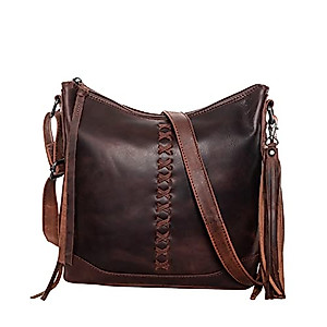 Locking Concealed Carry Purse Blake Leather Crossbody for Large-Frame Handgun (Dark Mahogany)