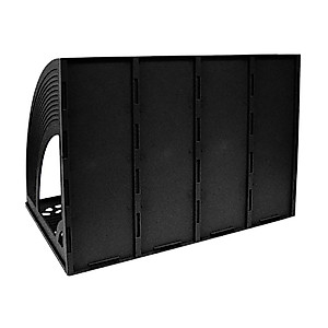 SAYEEC File Holder Storage Folder 4 Compartment Standing Desktop Hollow Organizer Black File Shelf Frame Thicken Plastic Paper Notebook Magazine Bookstore for Office School Supplier Students