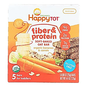 Happy Tot Organics Oat Bars, Organic Bananas & Carrots (box of 5)