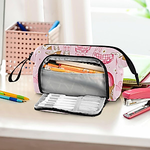Fisyme Western Cowgirl Boots Pink Pencil Case Large Capacity Pencil Pouch Pen Bags Box Big Makeup Pencil Case Organizer