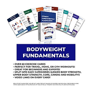 (65+ Cards) Fitness Fundamentals Flashcards Pain-Free Fitness, 3x5 in, Workout Cards Suitable for Safe Power Training, Strength Training, Tear-Resistant Flashcards with Video QR Codes