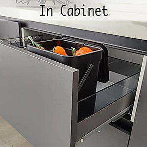 LALASTAR Compost Bin with Lid, Hanging Small Trash Can with Lid Under Sink for Kitchen, Food Waste Bin for Countertop, Mountable Garbage Can for Bathroom, RV, 5L/1.3 Gal, Black
