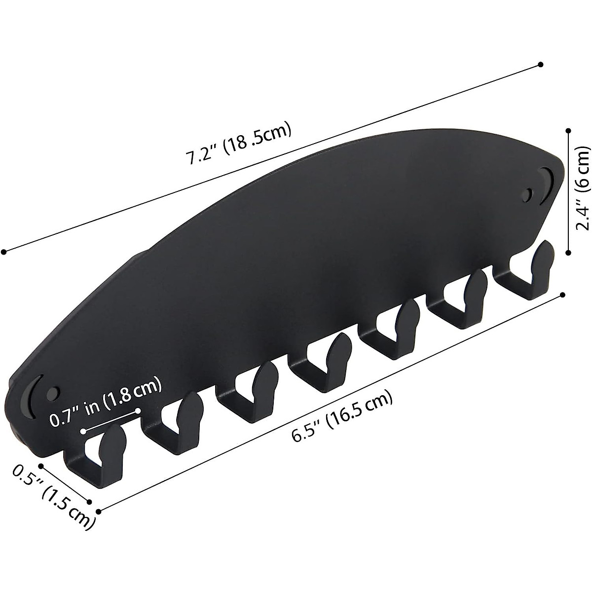 Naranqa Magnetic Hook Rack, Magnetic Key Holder for Wall 7 Hooks, Wall Mount Keychain Hanger for Refrigerator, Metal Cabinet, Grills, Dishwasher (Black)