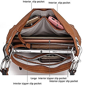 MKF Hobo Purses for Women – Soft PU Leather Handbag Slouchy Womens Hobo Shoulder bag – Fashion Top Handle Pocketbook Black