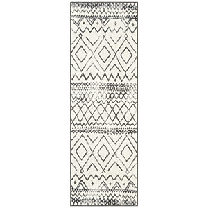 Maples Rugs Abstract Diamond Modern Distressed Non Slip Runner Rug For Hallway Entry Way Floor Carpet [Made in USA], 2 x 6, Neutral