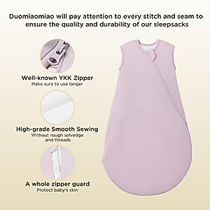 Duomiaomiao Rayon Made from Bamboo, Baby Sleep Sack Buttery Soft 1.0 TOG Baby Wearable Blanket Four Seasons