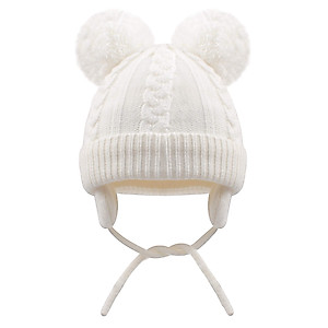 Duoyeree Baby Beanie with Pom-pom Ears Newborn Earflap Hat for Toddler Boys Girls