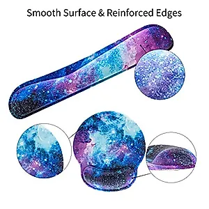 AORTDES Memory Foam Set Ergonomic Keyboard Mouse Pad Wrist Support - Keyboard Wrist Rest for Computer/Laptop/Gaming/Office - Comfortable & Lightweight for Easy Typing & Pain Relief(Gorgeous Galaxy)