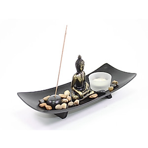 Tabletop Thai Buddha Zen Garden Rock Candle Holder Home Decor Relaxing Tranquility Gift