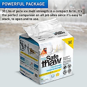 Safe Thaw Industrial Strength 100% Salt/Chloride-Free, Pet/Paw-Safe Snow & Ice Melter and Traction Agent. Use on Concrete, Asphalt, Roofs & On Any Surface, 30 Pound FlexiPail