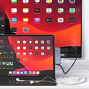 HYPER - HyperDrive 4-in-1 USB C Hub for iPad Pro - 3.5mm Audio Jack, USB-C Power Delivery, USB-A 3.0, 4K30Hz HDMI - Space Gray