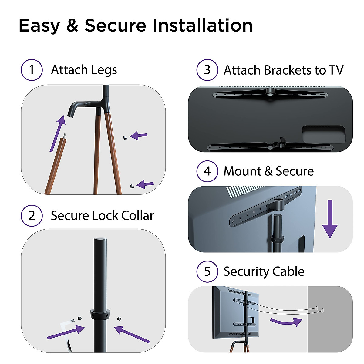 ProMounts Modern TV Floor Stand, Universal TV Mount with 90° Swivel, Corner TV Easel with Tripod Base for 47-72 Inches, LED LCD OLED Flat and Curved Screens