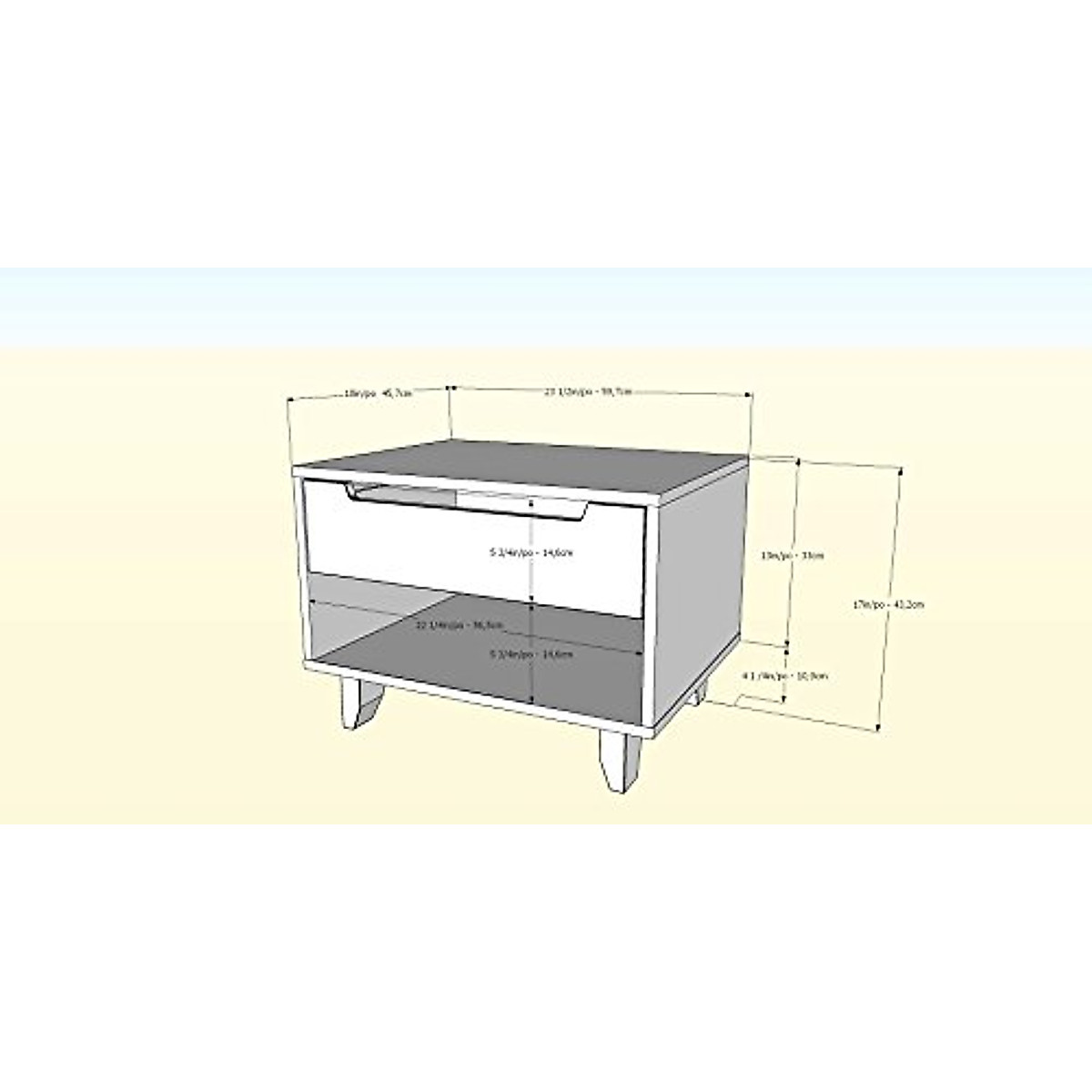 Nordik 1-Drawer Night Stand, White and Natural Maple