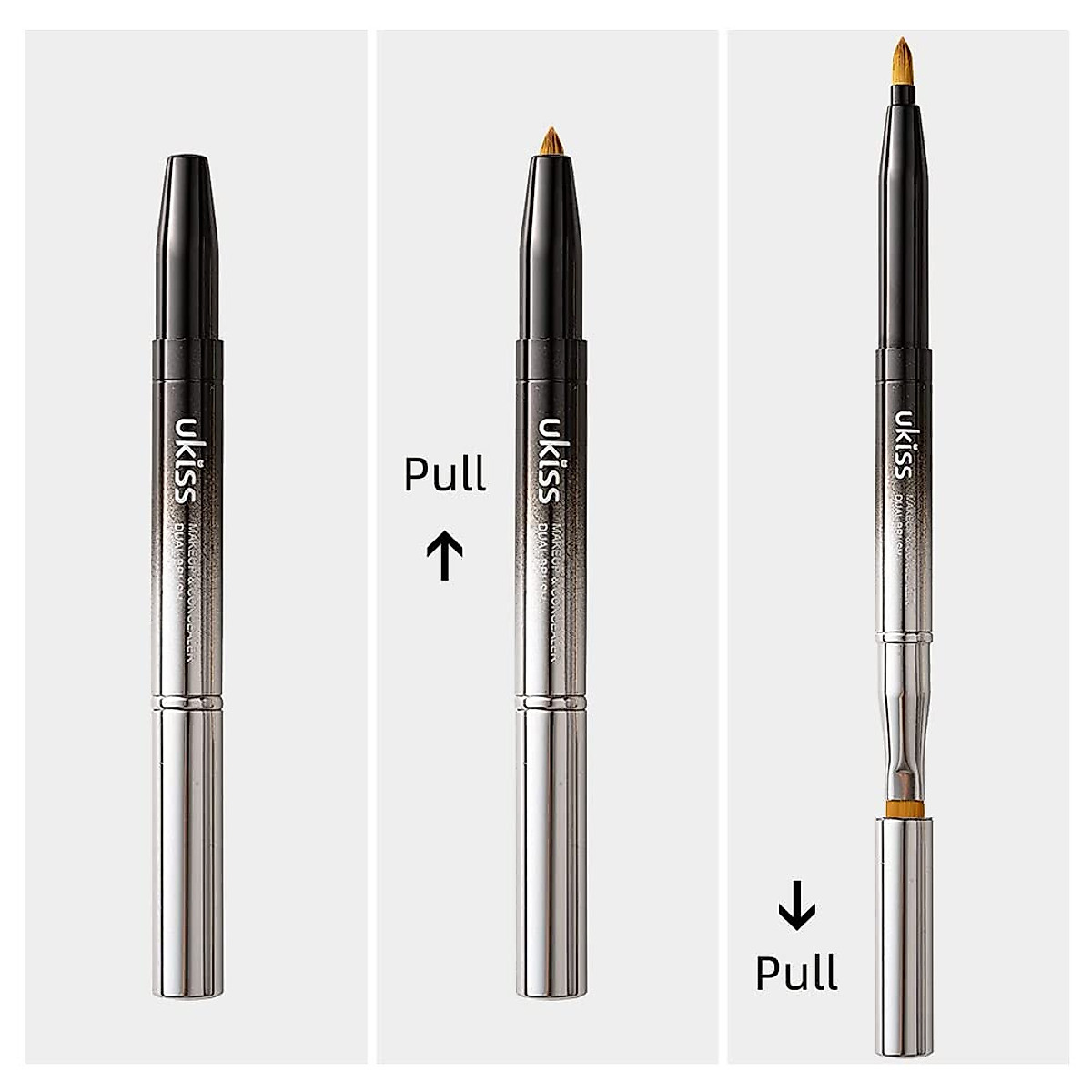 4 Pieces Gradient Retractable Lip Brush Lipstick Eyeshadow Foundation Makeup Brush, Lip Concealer Brush, Portable Dual End Travel Brush Tool with Cap for Lipstick Gloss Smear