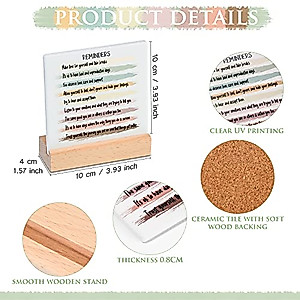 Mental Health Reminders Sign Decor Inspirational Desk Office Wall Art Motivational Cheer up Gifts Ceramic Positive Quotes Decor with Wooden Stand for Christmas Office Classroom Gift Decoration