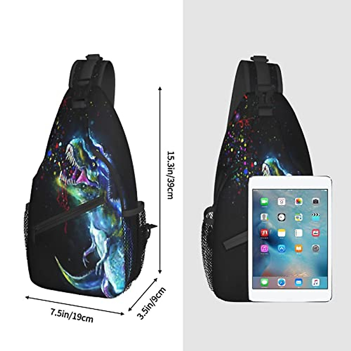 Sling Bag Dinosaur Galaxy T-rex Hiking Daypack Crossbody Shoulder Backpack Travel Chest Pack for Men Women