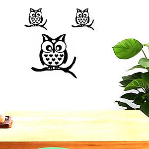 BIBITIME Nursery Decor Vinyl Sticker 3 Branches Owls Wall Decal Birds Family Living Room PVC Decorations Baby Kids Boys Girls Children Bedroom Classroom Art Decals