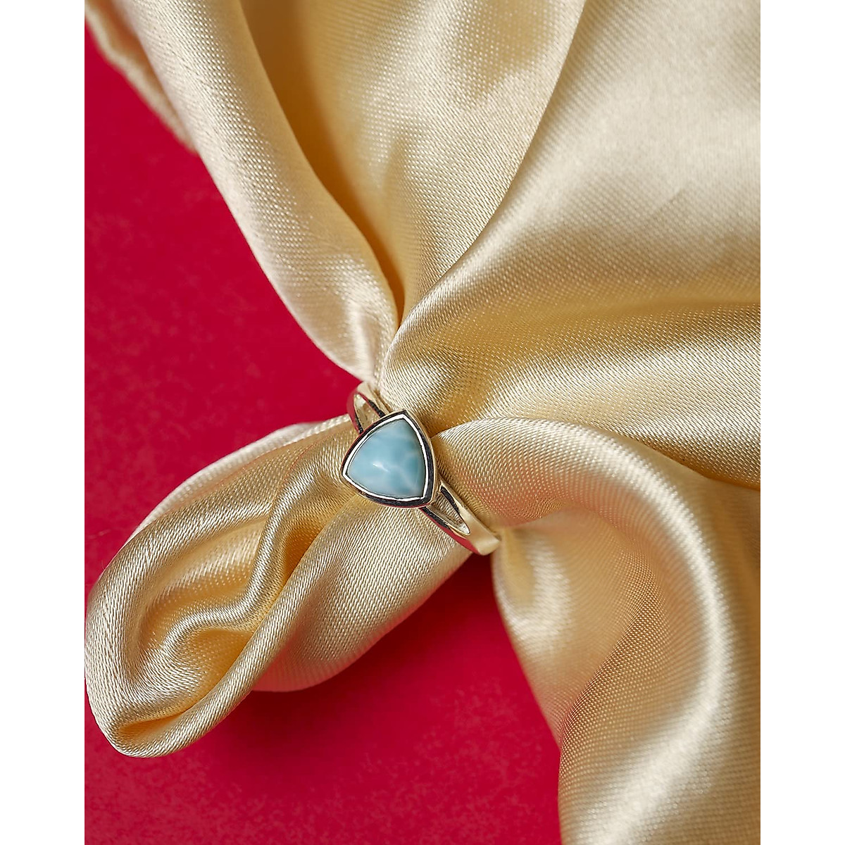 YoTreasure Natural Larimar Ring Solid 925 Sterling Silver Jewelry Gifts For Women