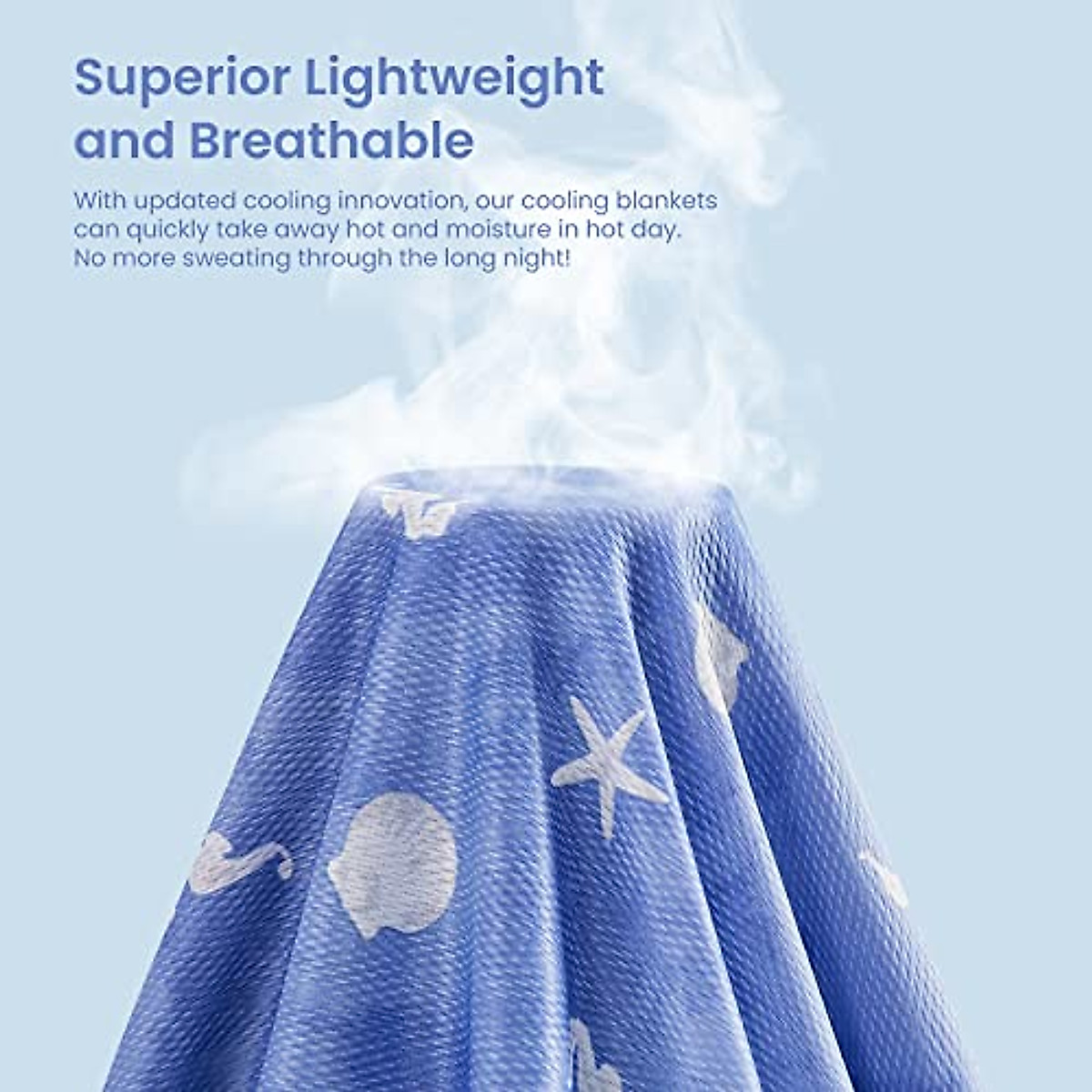 Elegear Cooling Throw Blanket, Q-Max>0.5 Japanese Arc-Chill Cooling Blankets for Hot Sleepers, Double Sided Cold Blankets for Sleeping, Lightweight Breathable Summer Blanket (Blue, Throw XL 50"x70")