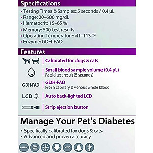 VetMate Dogs & Cats Diabetes Test Strips - 50 Count Strips Compatible with VetMate Diabetes Testing Kit