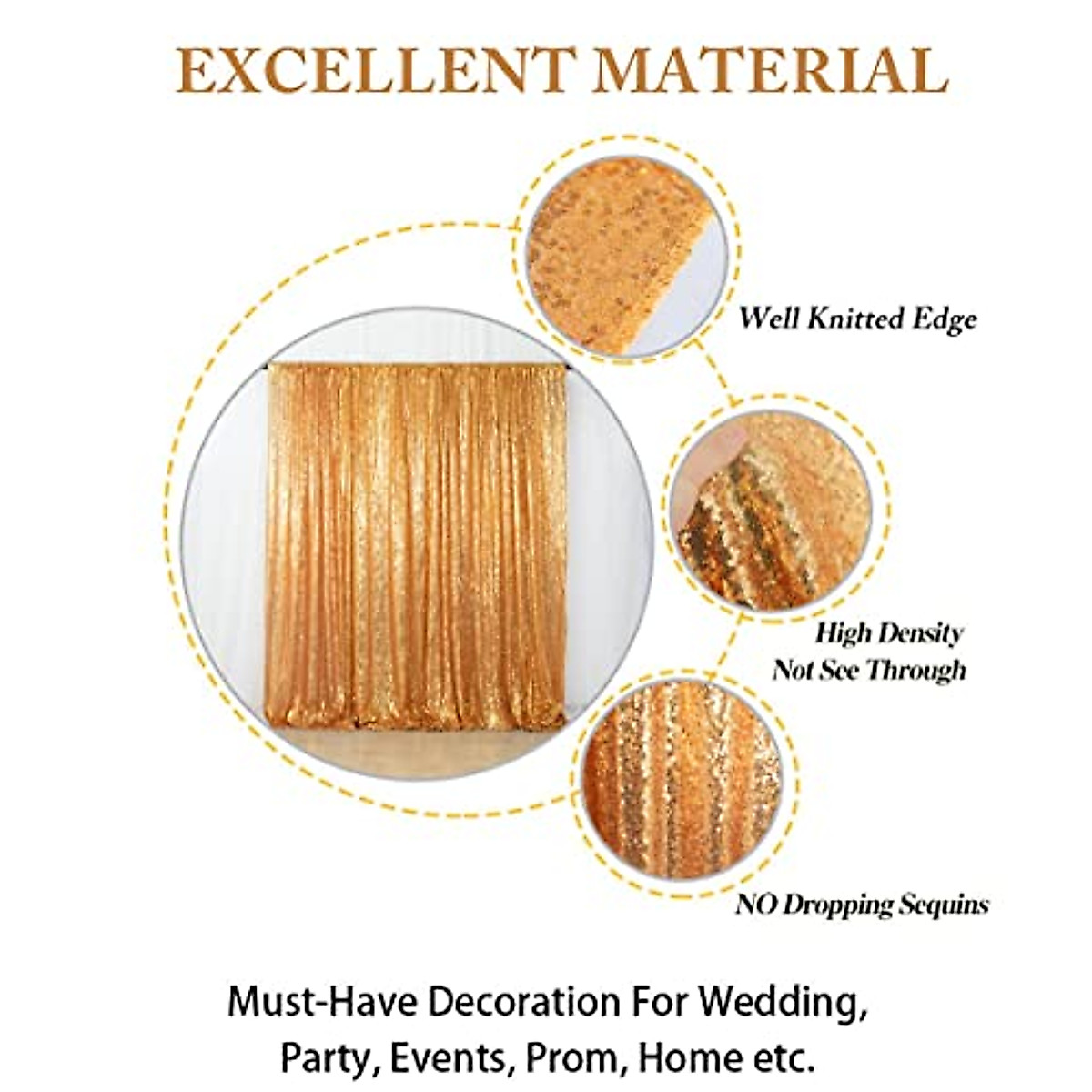 4FTx7FT-Gold-Sequin Backdrop Fabric Curtain Photo Backdrop Sequins Elegant Backdrops 4x7