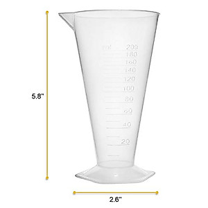 EISCO Conical Measure, 200ml - Polypropylene Plastic, Translucent - Pouring Spout - 10ml Raised Graduations - Hexagonal Base