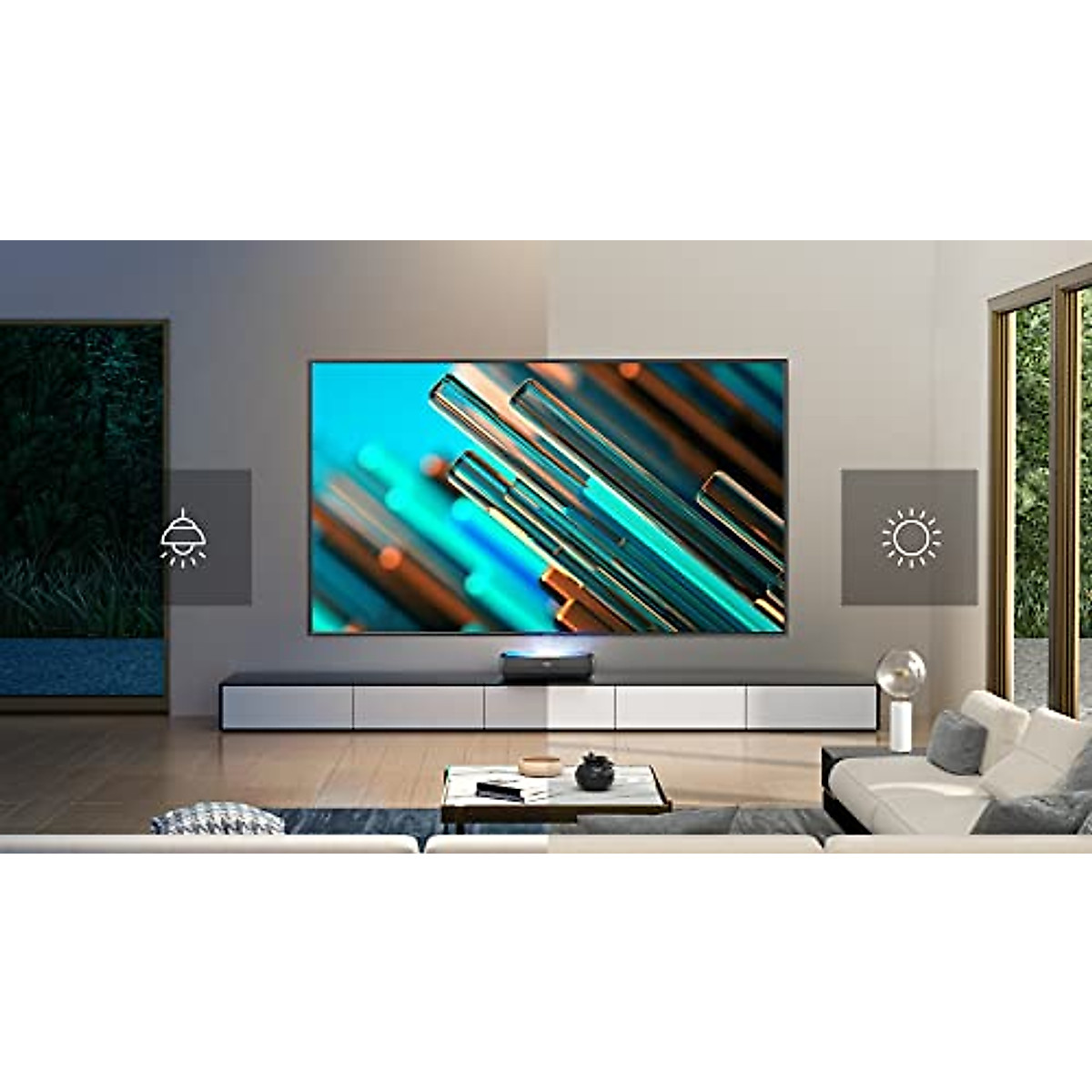 Hisense 100L9G-CINE100A 4K UHD Laser TV, Triple-Laser UST Ultra Short Throw Projector with 100" ALR Screen, 3000 Lumens, Android TV, HDR10, 40W Dolby Atmos, Built-in Alexa and Google Assistant