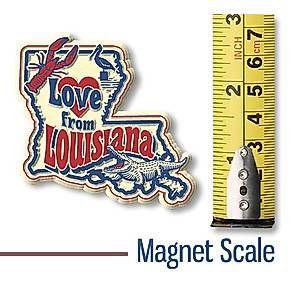 Love from Louisiana Vintage State Magnet by Classic Magnets, Collectible Souvenirs Made in The USA, 2.6" x 2.5"