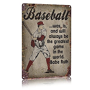 WONDERCAVE Baseball Was,Is and Will Always Be the Greatest Game in the World Metal Tin Sign for Bar Garage Boy's Room Wall Decor Retro Vintage 7.87 X 11.8 inches 30 x 20 cm