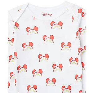 Amazon Essentials Disney | Marvel | Star Wars | Princess Baby Girls' Long-Sleeve Bodysuits, Pack of 5, Minnie Rainbow Chaser, 18 Months