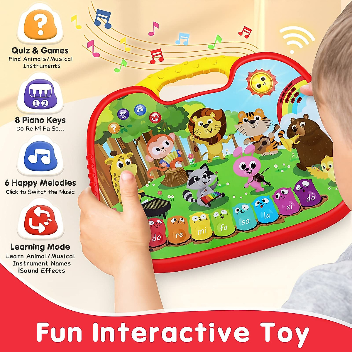 Baby Musical Toy for 6 12 18 Months, Baby Toy Piano Board with Buttons, Animal Noises Sounds Toys for 1 Year Old, Educational Learning Toy, Christmas Birthday Gift for 1 Year Old Boys Girls