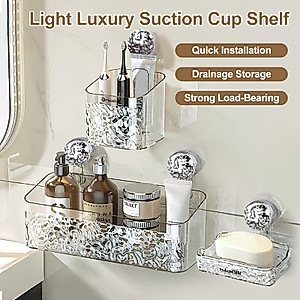 oewyrou 4pcs Clear Shower Caddy No Drill Clear Wall Caddy Suction Cup Luxury Suction Storage Rack Clear for Bathroom Kitchen
