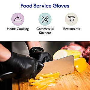 Disposable Black Nitrile Gloves Medium, 400 Count - Heavy Duty 4 Mil Thick - Powder Free, Rubber Latex Free, Medical Exam Grade, Cooking and Food Safe - Soft with Textured Tips