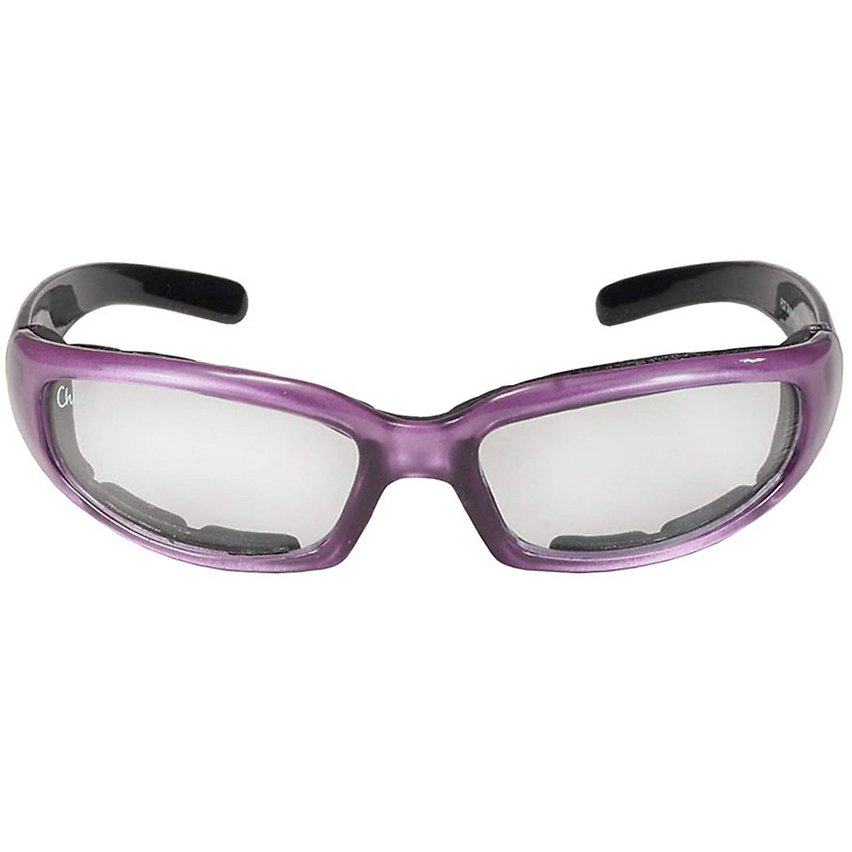 Chix 2 Pairs of Rally Women's Padded Motorcycle Sunglasses Purple Frames Clear & Grey Gradient Lenses