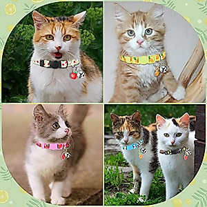 12 Pieces Breakaway Cats Collar with Bell and Summer Fruit Patterns Pendants, Safety Adjustable Collar Set for Pets Decoration (Small)