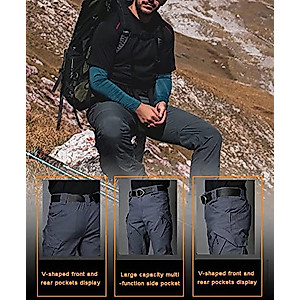 BIYLACLESEN Mens Camping Pants Mens Work Pants Outdoor Pants Hiking Pants Tactical Pants Windproof Pants Climbing Pants Quick Dry Pants Men Fishing Pants Military Pants for Men Grey