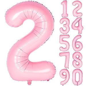 40 Inch Tiffany Pink Numbers 0-9 Birthday Party Decorations Helium Foil Mylar Number Balloon 2