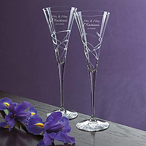 Lenox Bridal Personalized Adorn Wedding Bundle, Includes Custom Engraved Wedding Cake Knife and Server Set and Pair of Wedding Champagne Flutes for Bride and Groom