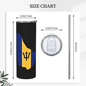 LIICHEES Barbados Terrain Map Stainless Steel Vacuum Insulated Tumbler 20oz Coffee Cups Travel Mug Water Cup with Metal Straw Cleaning Brush