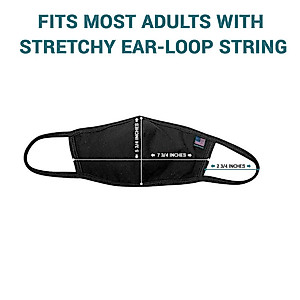 MEGLIO Cotton Mask Reusable Washable Double Layered made in USA with flag label Pack of 2 (Black)