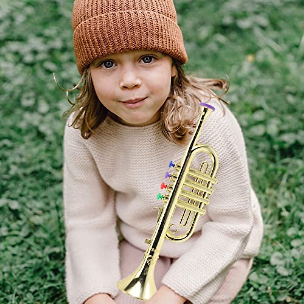 ibasenice Toy Trumpet Kids Trumpet Plastic Trumpet Model Party Noise Maker Musical Instruments Gift Christmas Stocking Stuffers for Boys Girls Golden